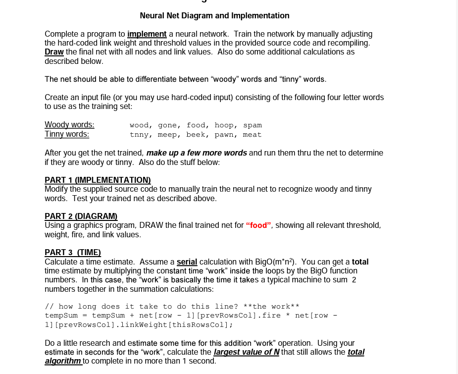 Solved program to implement a neural network. Train the | Chegg.com