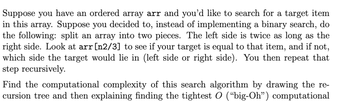 Solved Suppose You Have An Ordered Array Arr And Youd Like 7360