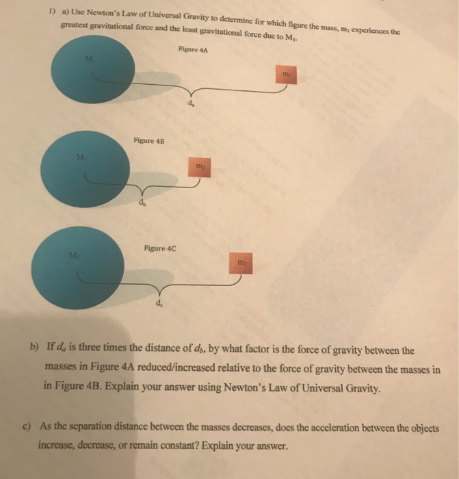 Solved 1) a) Use Newton's Law of Universal Gravity to | Chegg.com