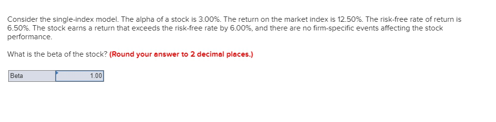 Solved Consider the single-index model. The alpha of a stock | Chegg.com