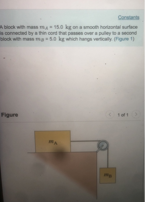Solved Constants A block with mass mA 15.0 kg on a smooth | Chegg.com
