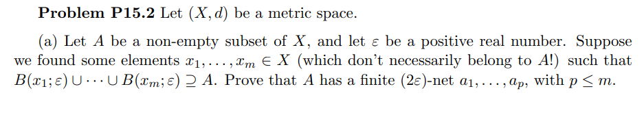 Solved Problem P15.2 Let (X,d) be a metric space. (a) Let A | Chegg.com