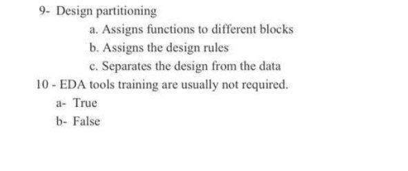 Solved 9. Design partitioning a. Assigns functions to | Chegg.com