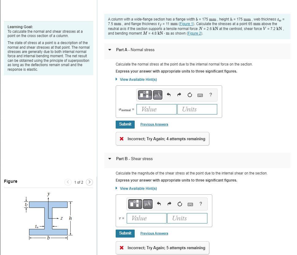 Solved A column with a wide-flange section has a flange | Chegg.com