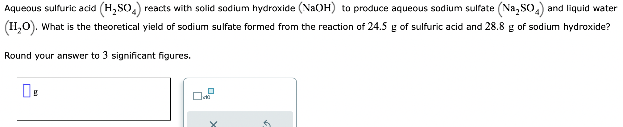 Solved Aqueous sulfuric acid (H2SO4) reacts with solid | Chegg.com