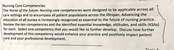 Solved Nursing Core Competencies The Nurse of the future: | Chegg.com