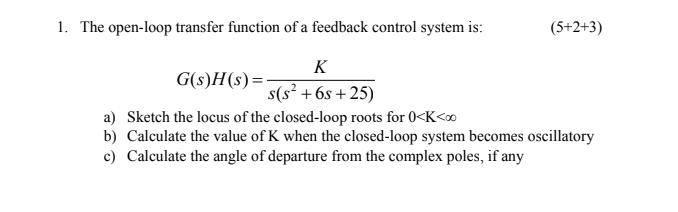 Solved control system problem Sir, answer full question | Chegg.com