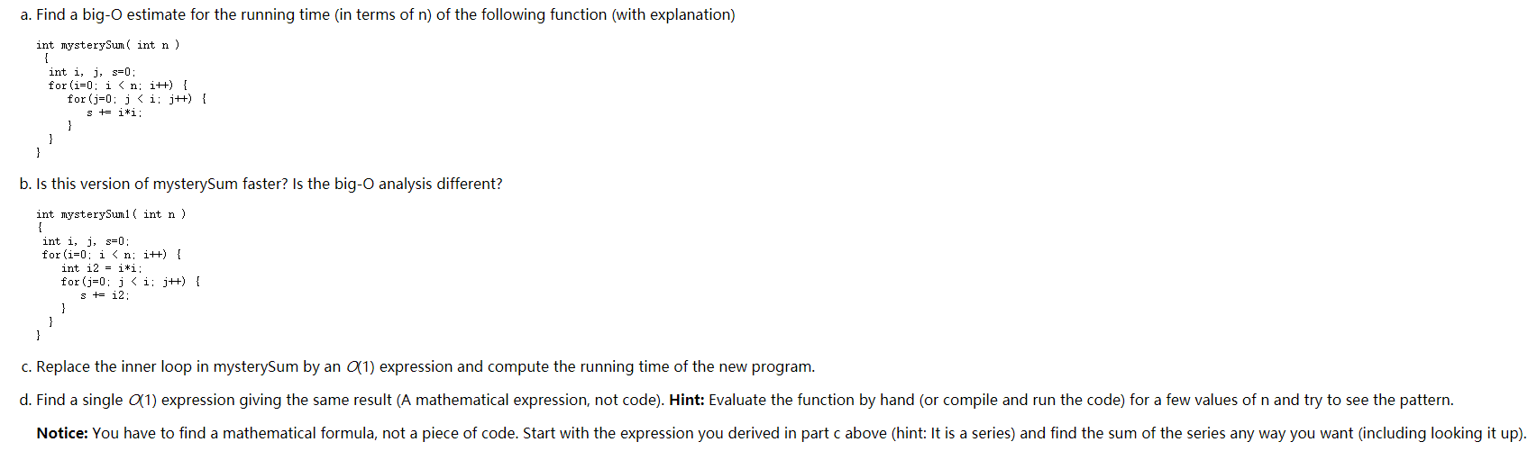Solved A Find A Big O Estimate For The Running Time In Chegg