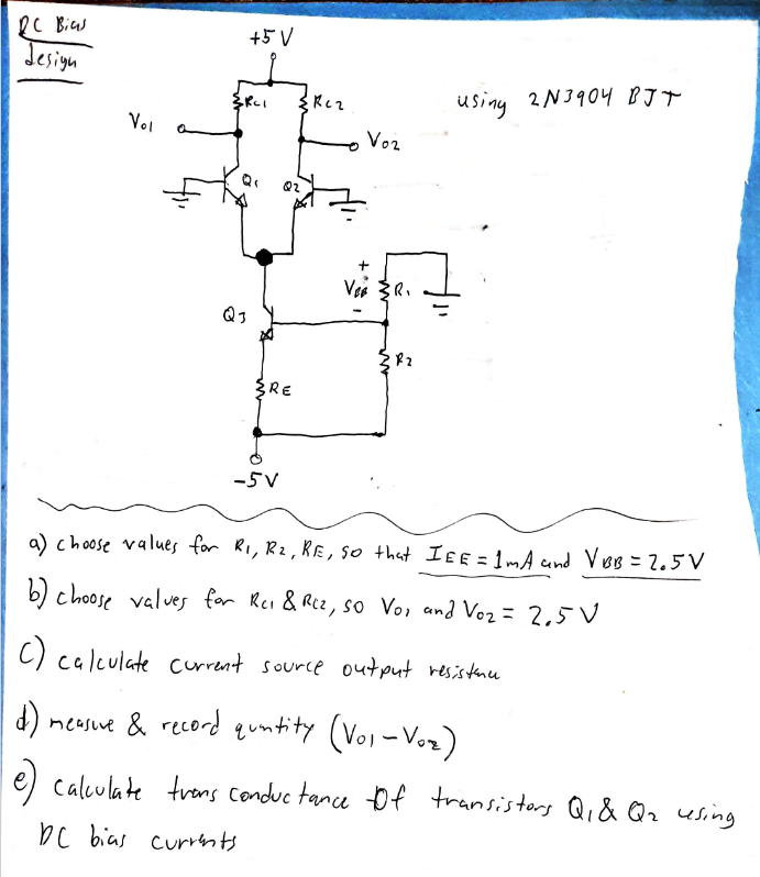 Solved 2N3904BJT a) Choose values for R1,R2,RE, so that | Chegg.com