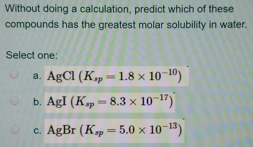 Solved Without doing a calculation, predict which of these | Chegg.com