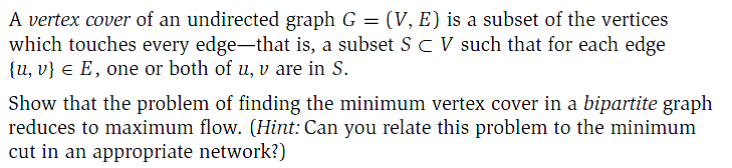 Solved A vertex cover of an undirected graph G = (V, E) is a | Chegg.com