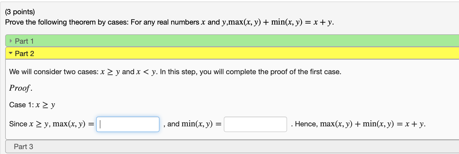 Solved (3 points) Prove the following theorem by cases: For | Chegg.com
