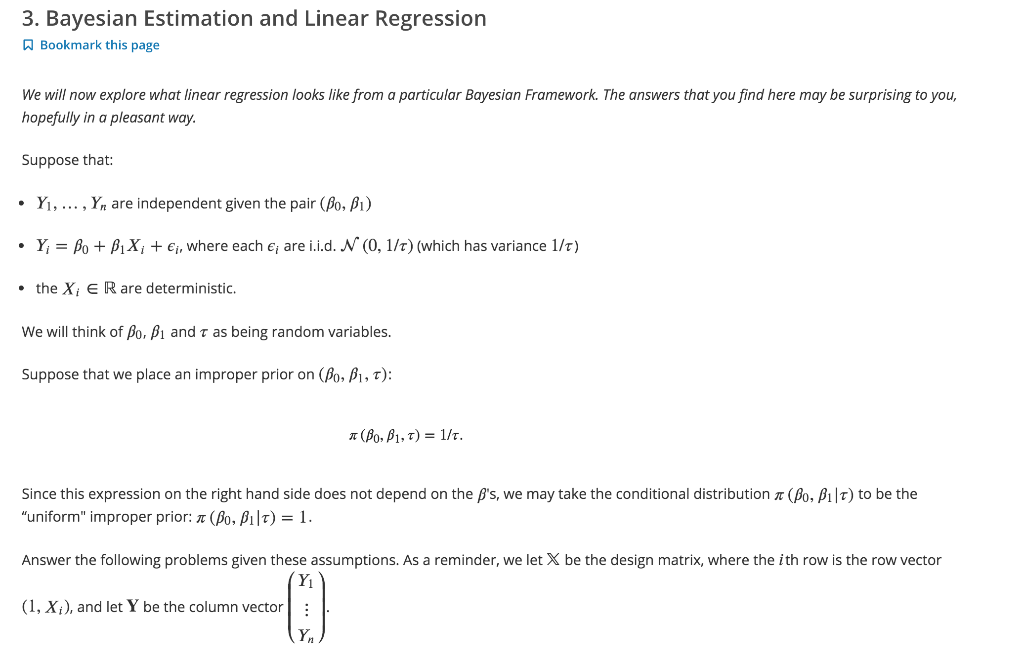 3. Bayesian Estimation and Linear Regression Bookmark | Chegg.com