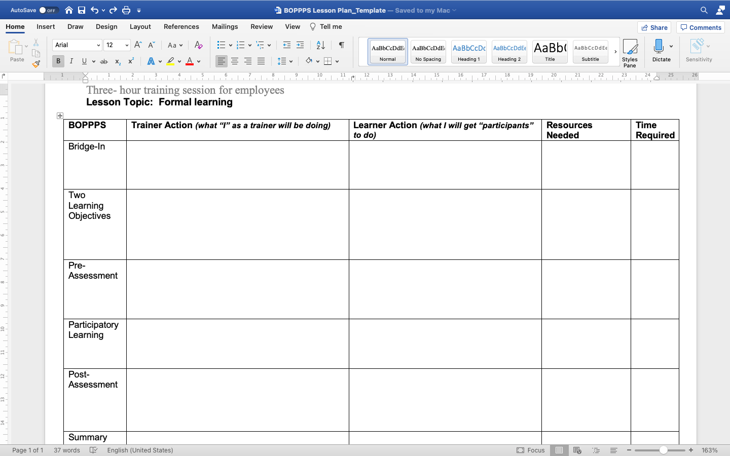 AutoSave OFF svo BOPPPS Lesson Plan_Template - Saved | Chegg.com