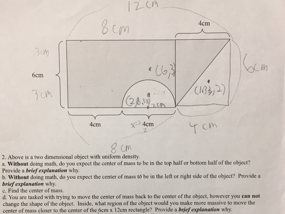 Solved 2. Above is a two dimensional object with uniform | Chegg.com