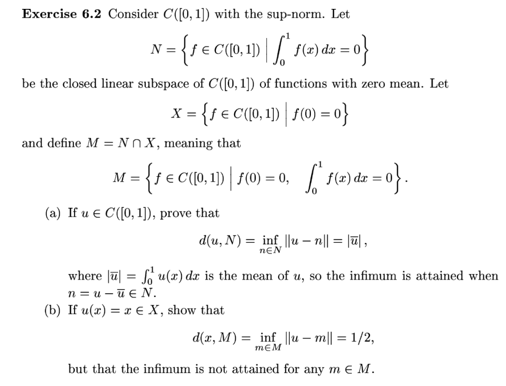 Solved Exercise 6.2 Consider C([0,1]) with the sup-norm. Let | Chegg.com