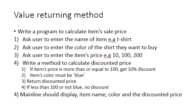 Solved Value Returning Method Write A Program To Calculate