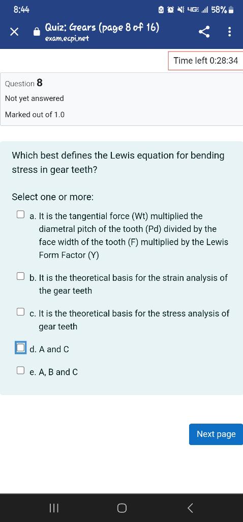 Solved Which best defines the Lewis equation for bending | Chegg.com
