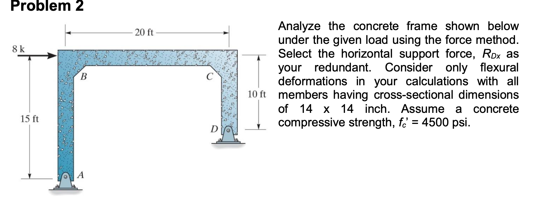Solved Problem 2 Analyze the concrete frame shown below | Chegg.com
