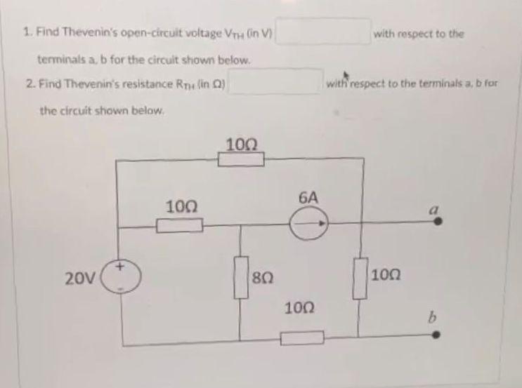 Solved 1. Find Thevenin's open-circuit voltage VTH (in V) | Chegg.com