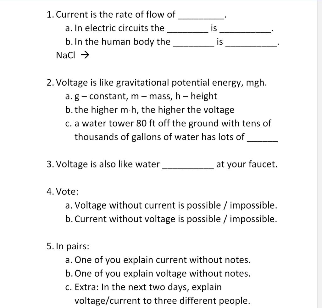 Solved 1. Current is the rate of flow of a. In electric | Chegg.com