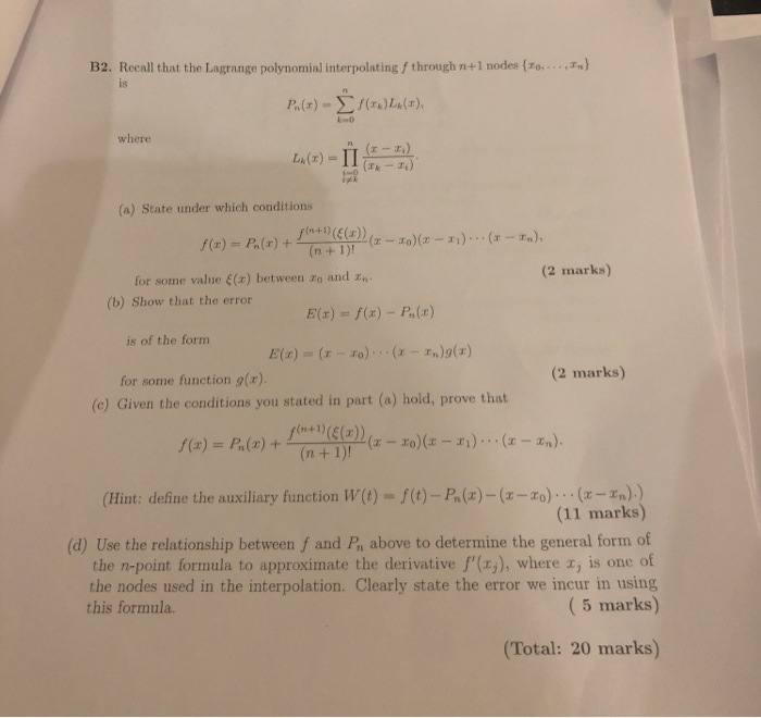 Solved Recall that the Lagrange polynomial interpolating f | Chegg.com