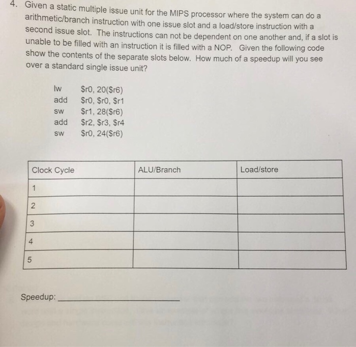 Solved Given a static multiple issue unit for the MIPS | Chegg.com Solved Given a static multiple issue unit for the MIPS | Chegg.com