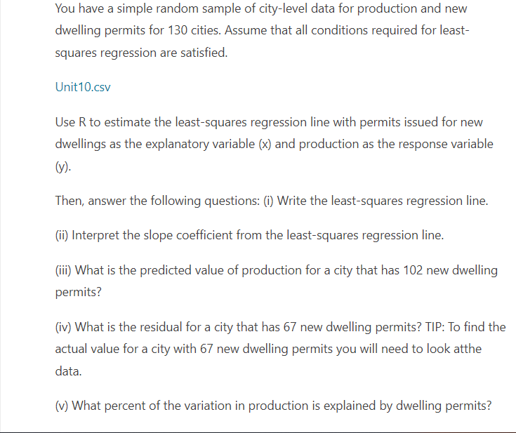 Solved dwelling permits for 130 cities. Assume that all | Chegg.com