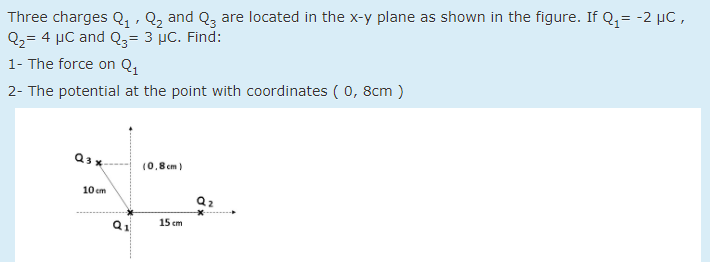 Solved Three charges Q1, Q2 and Q3 are located in the x-y | Chegg.com