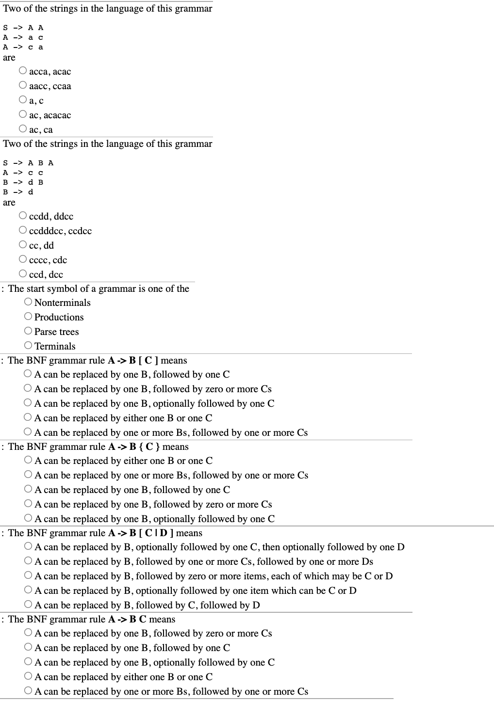 Solved Two of the strings in the language of this grammar S→ | Chegg.com
