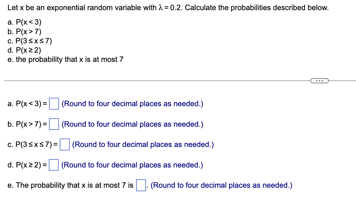 Solved Let x be an exponential random variable with λ=0.2. | Chegg.com