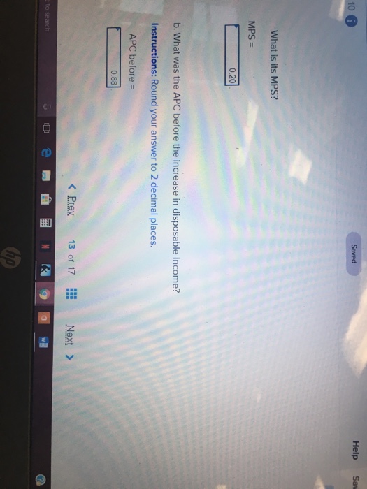 Solved Help Save & Exit Subr Suppose that disposable income, | Chegg.com