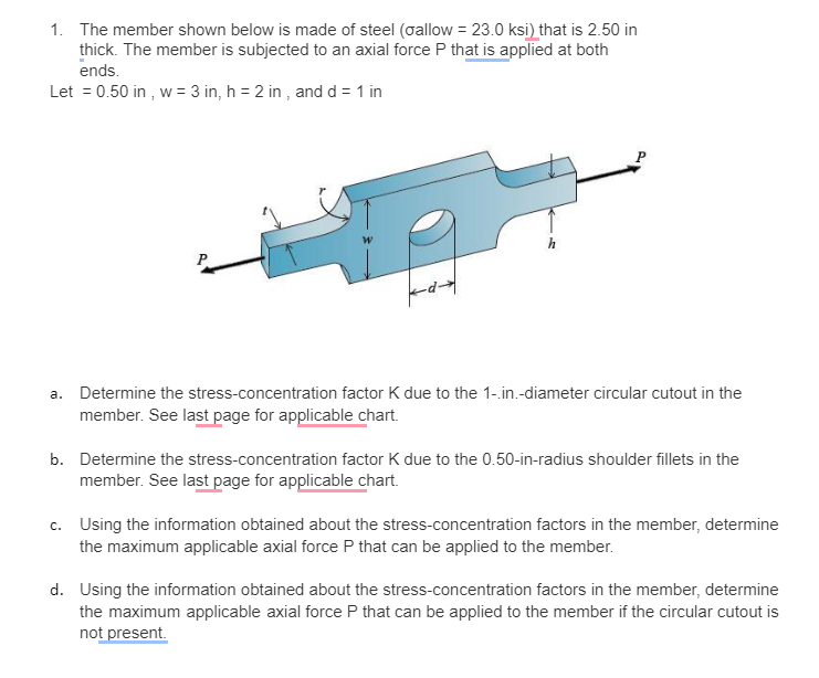 Solved The member shown below is made of steel (סallow | Chegg.com