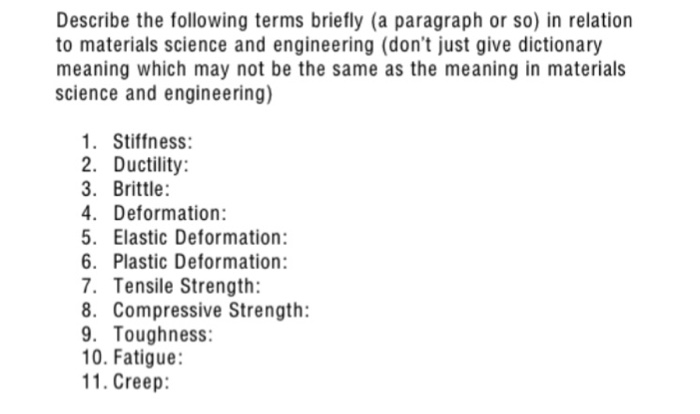 Solved Describe the following terms briefly (a paragraph or | Chegg.com