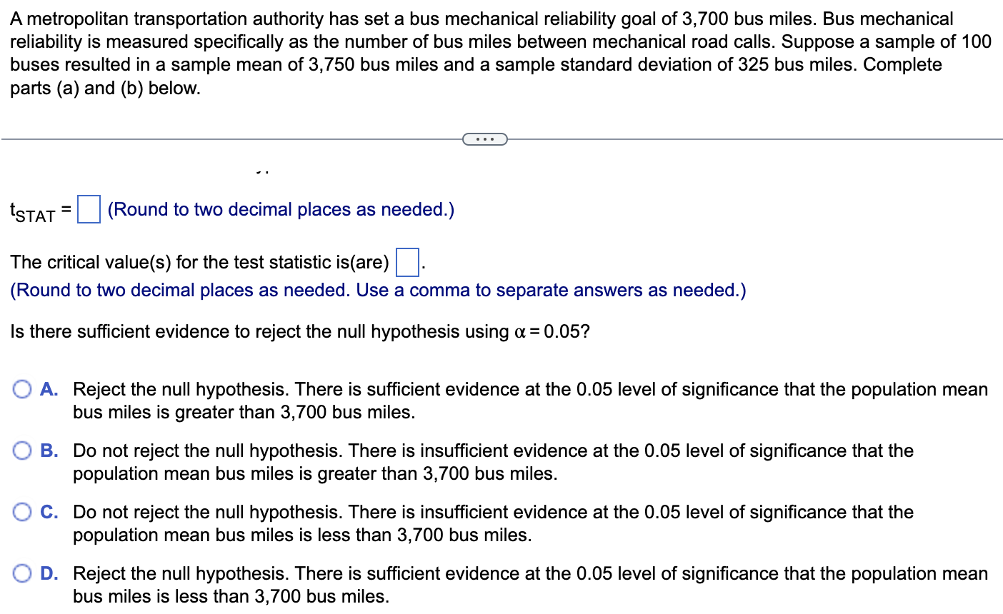 Solved A metropolitan transportation authority has set a bus | Chegg.com