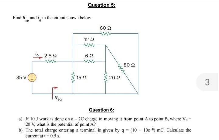 Solved Find Req and i0 in the circuit shown below. Question | Chegg.com