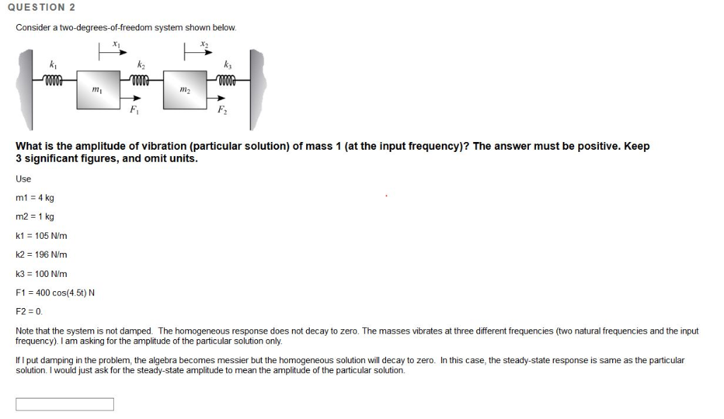 Solved QUESTION 2 Consider a two-degrees-of-freedom system | Chegg.com