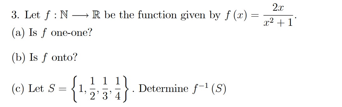 Solved 3. Let f:N R be the function given by f(x)=x2+12x. | Chegg.com