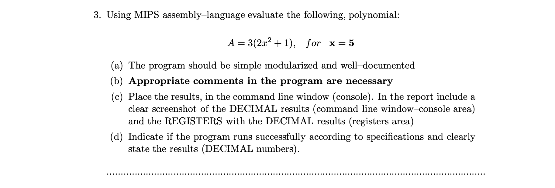 Solved 3 Using Mips Assembly Language Evaluate The 