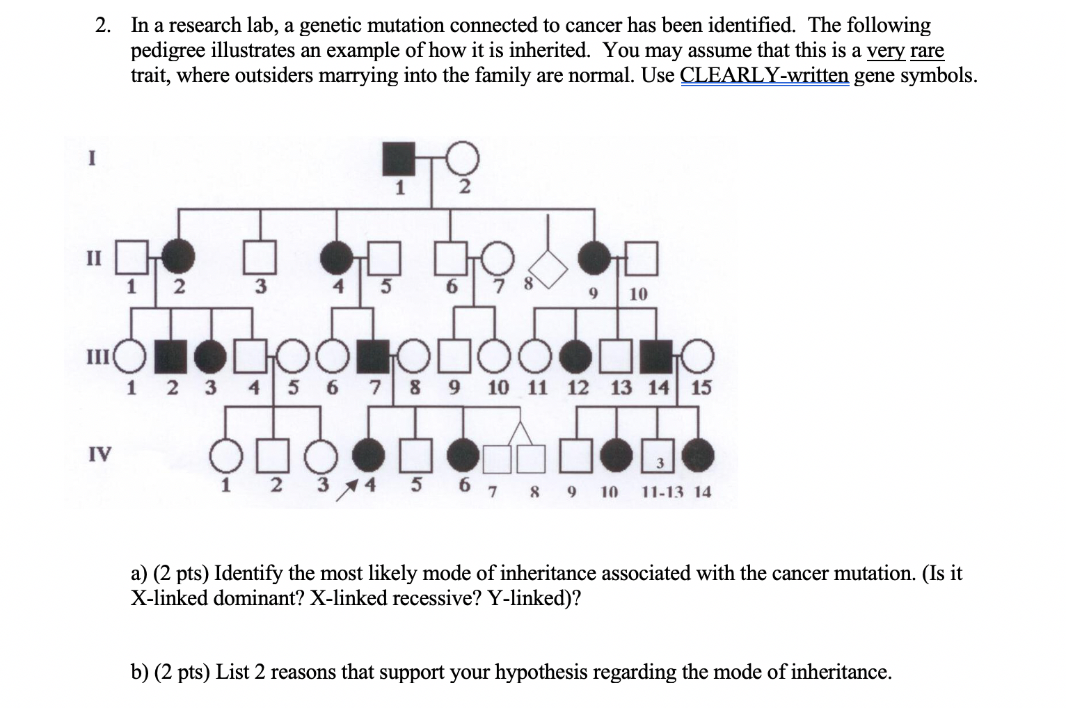 Solved 2. In a research lab, a genetic mutation connected to | Chegg.com
