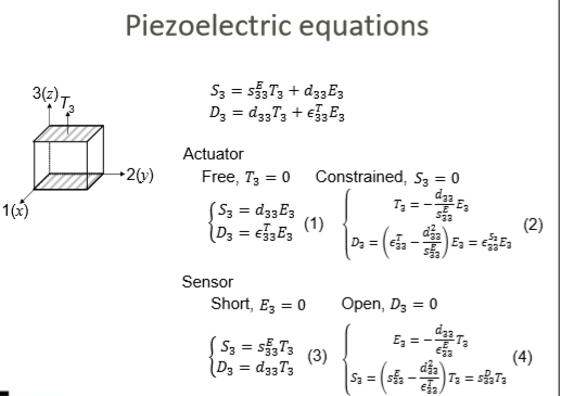 Piezoelectric equations 347) T3 S3 = sfitz +d33E3 Dz | Chegg.com