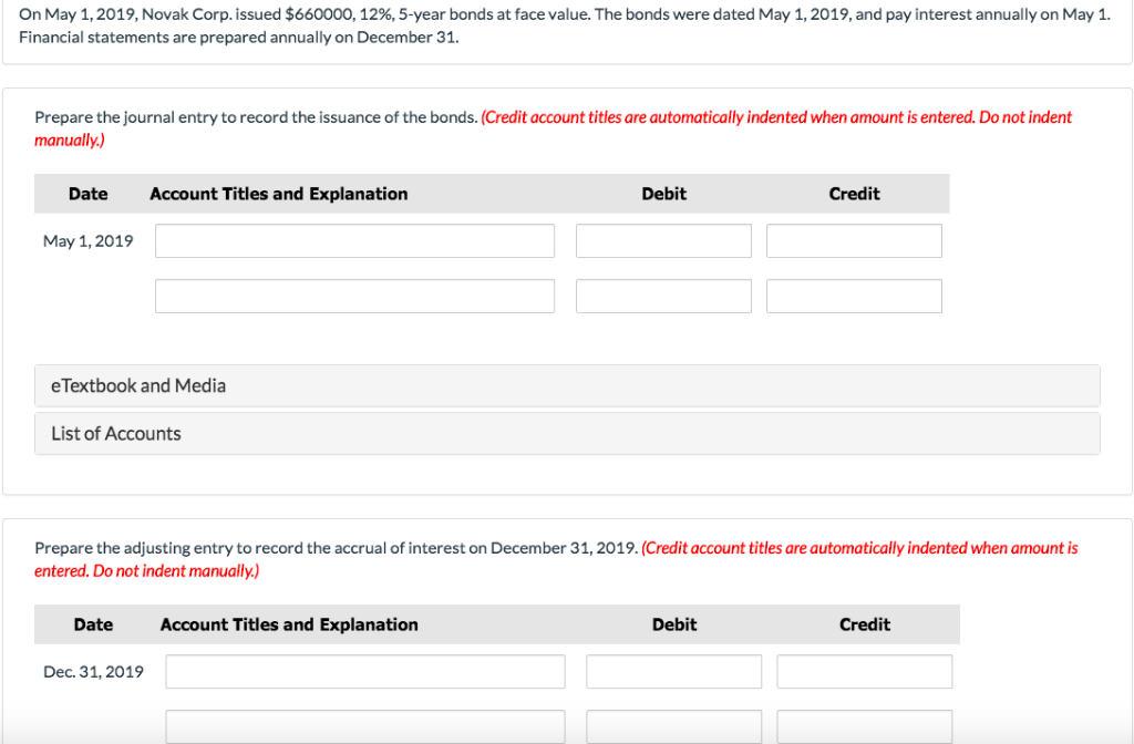 Solved On May 1, 2019, Novak Corp. issued $660000, 12%, | Chegg.com