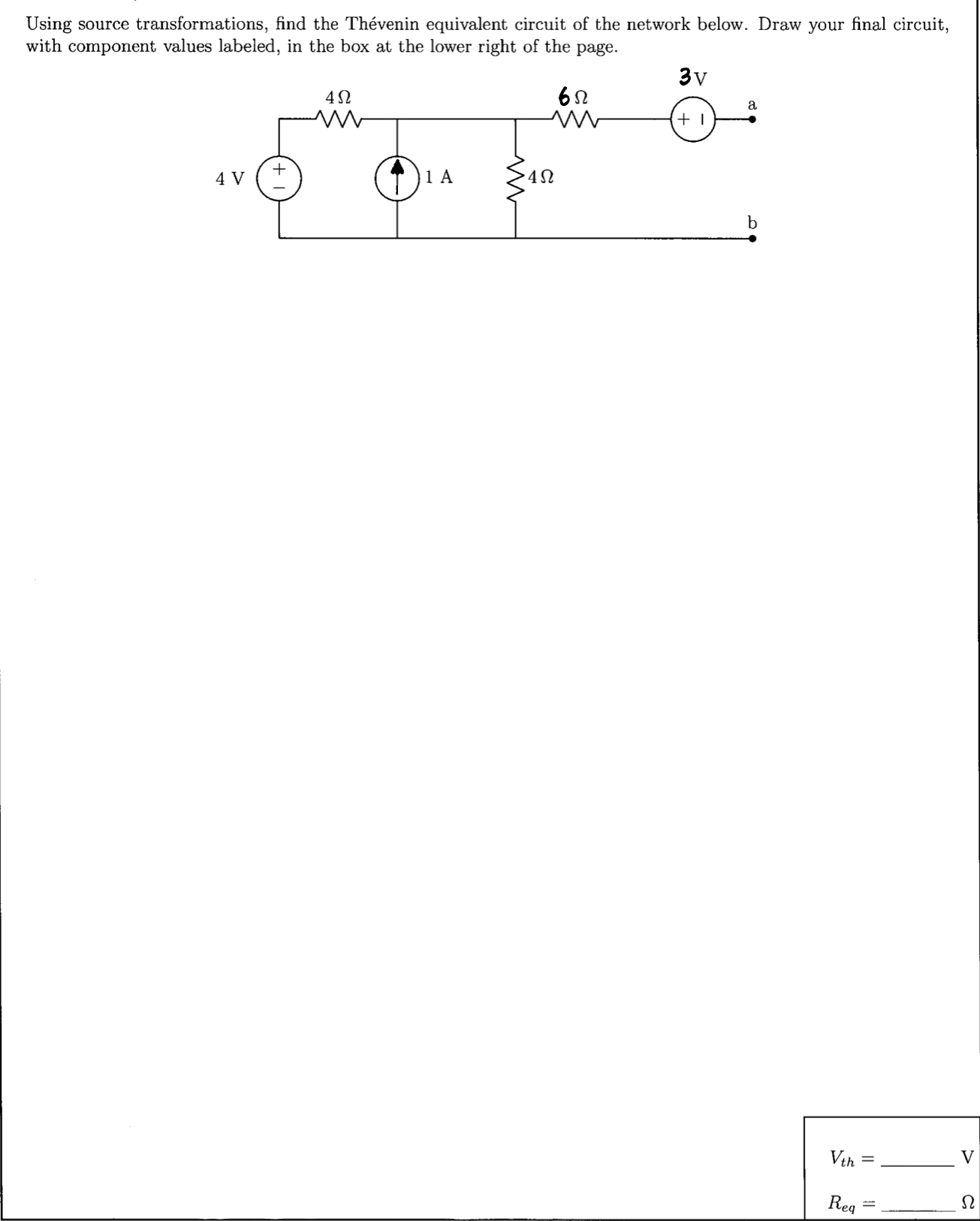 Solved Using source transformations, find the Thévenin | Chegg.com