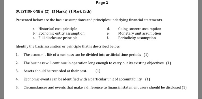 Solved Page 3 QUESTION ONE A (2) (5 Marks) (1 Mark Each) | Chegg.com