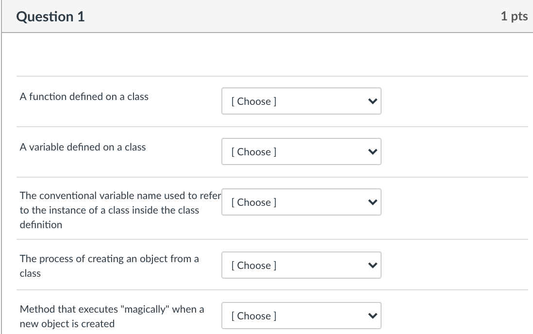 Solved Question 1 1 pts A function defined on a class [ | Chegg.com