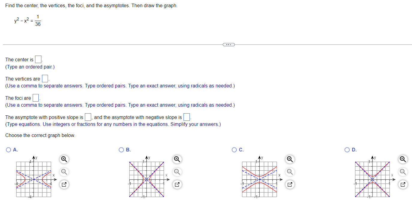 Solved Find the center, the vertices, the foci, and the | Chegg.com