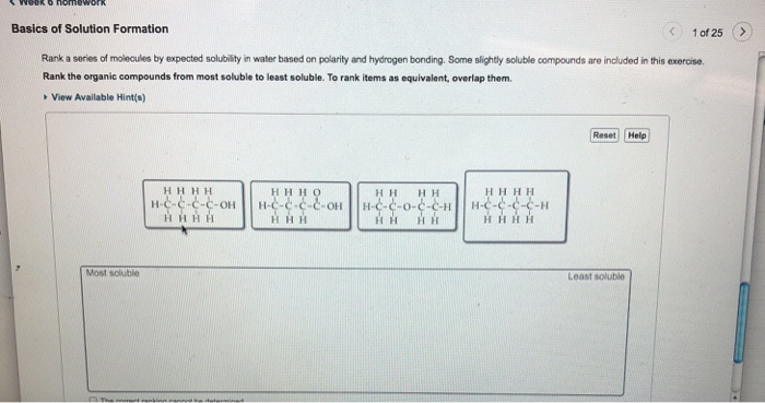 Solved Basics of Solution Formation 1of 25 Rank a series of | Chegg.com