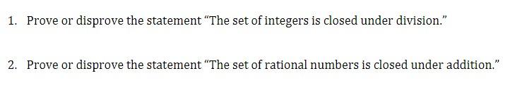 Solved 1. Prove or disprove the statement "The set of | Chegg.com