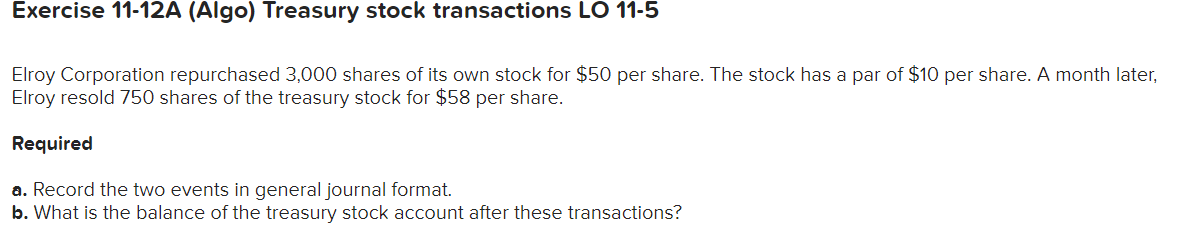 Solved What is the balance of the treasury stock account | Chegg.com