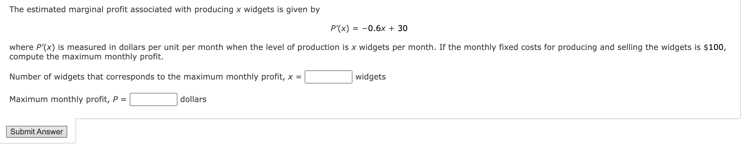 Solved The estimated marginal profit associated with | Chegg.com